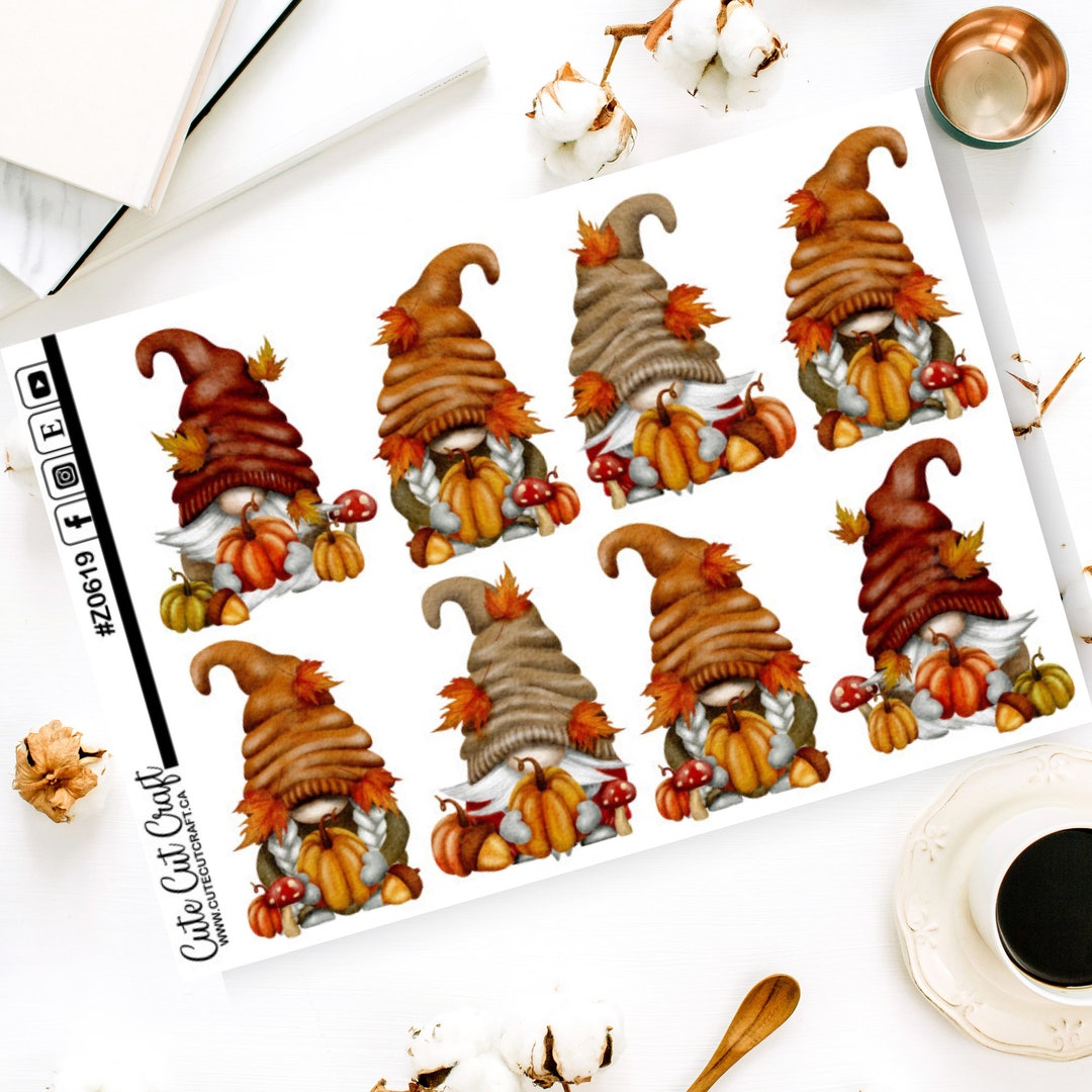 XL Gnome Planner Stickers Fall Pumpkin Gnomes - Etsy