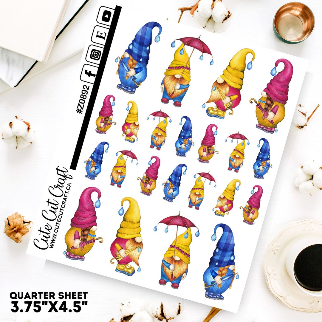 Gnome Planner Stickers Rain Gnomes - Etsy