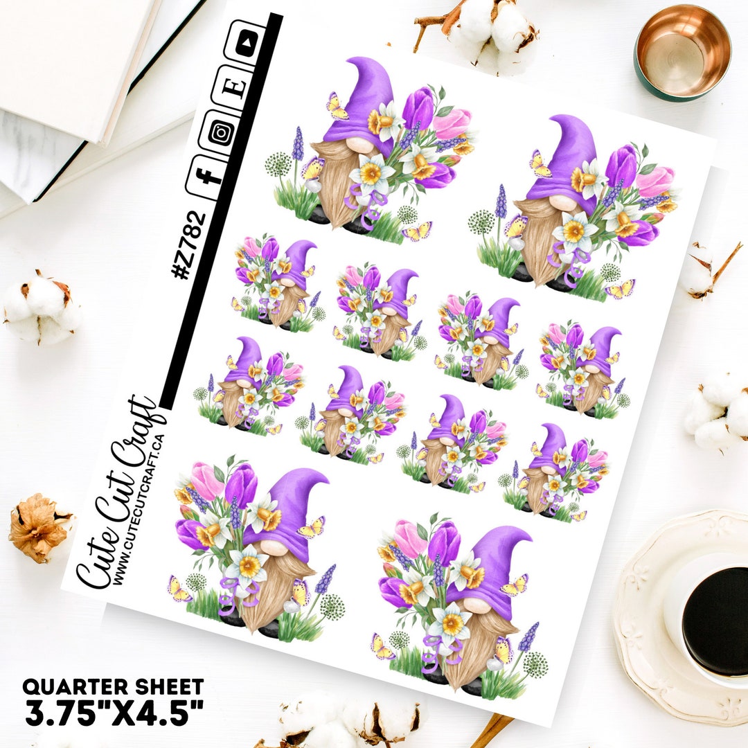 Gnome Planner Stickers Easter Tulip Butterfly Gnomes - Etsy