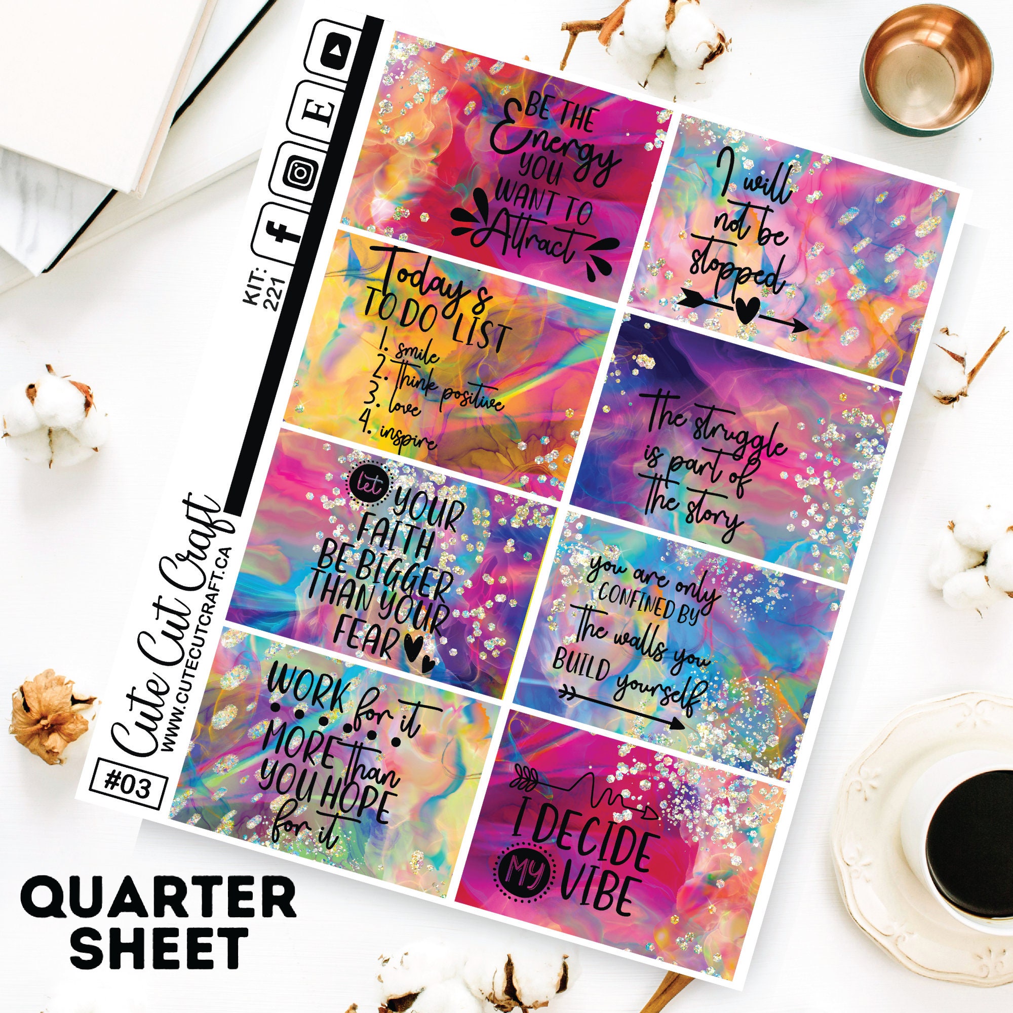 Full Box Stickers Color Me Strong Planner Stickers 3 - Etsy