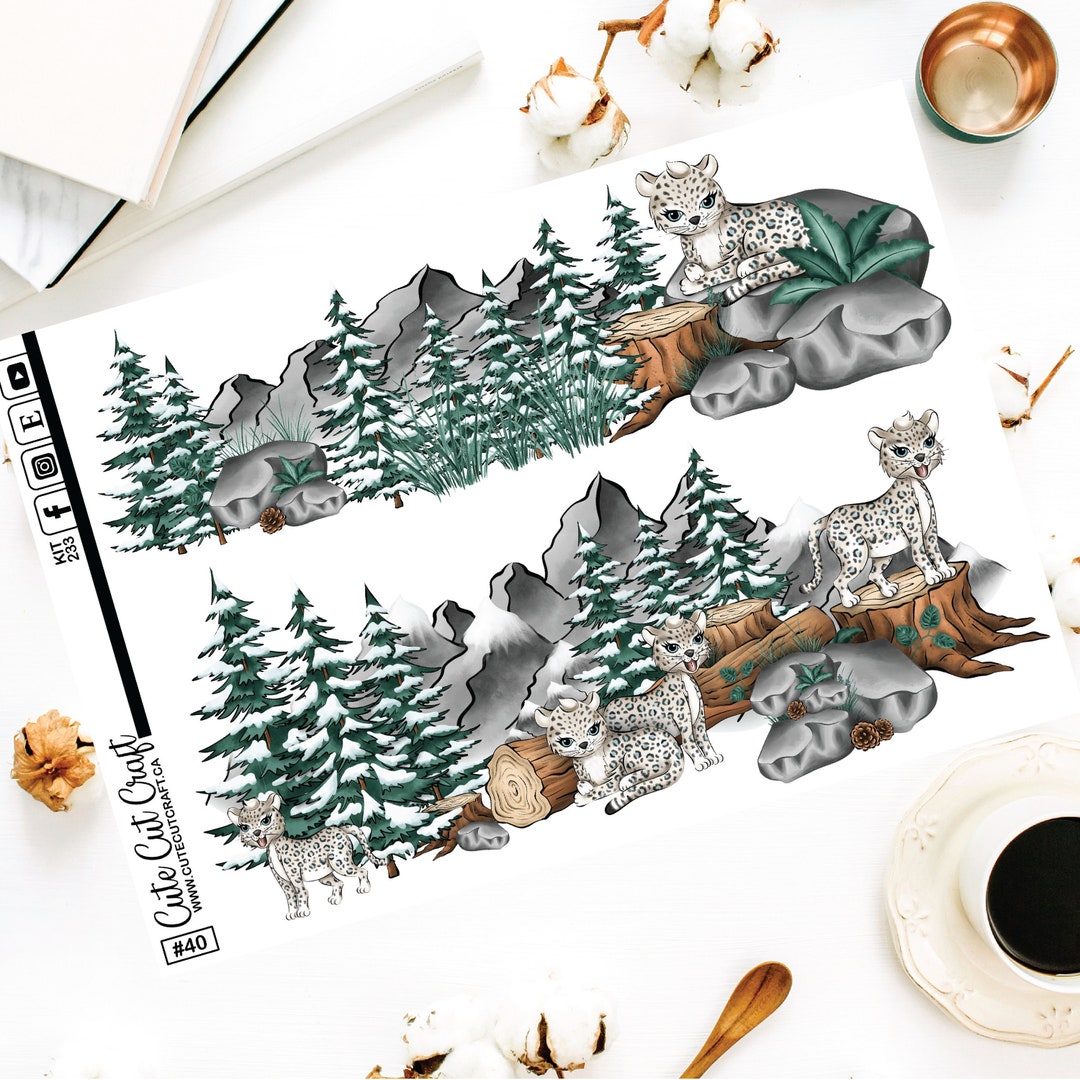 XL Deco Stickers Snow Leopard Planner Stickers - Etsy