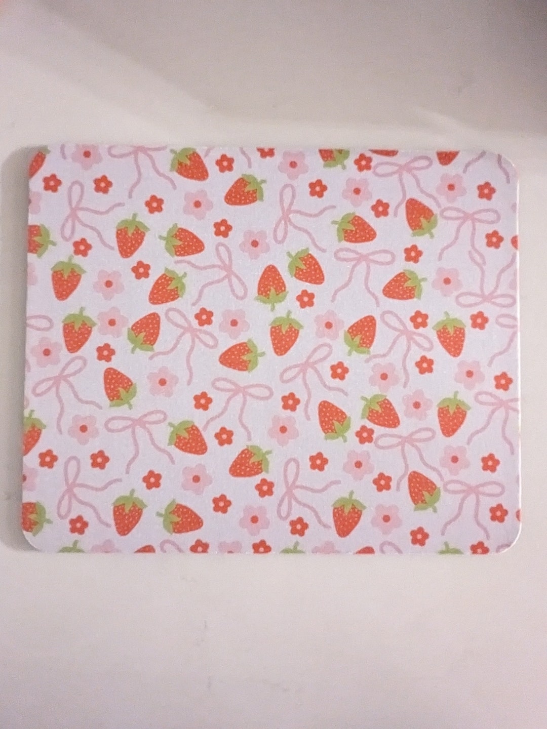Cute Strawberry Bow Coquette Mouse Pad, Office Mouse Pad, Computer ...