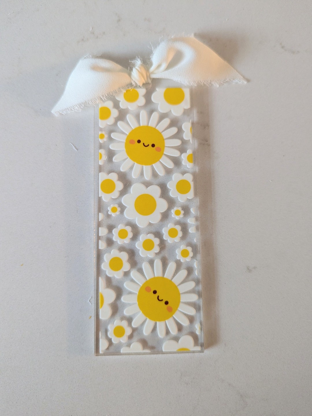 Smiley Daisies Acrylic Bookmark, Floral Bookmark, Book Lover Gift ...