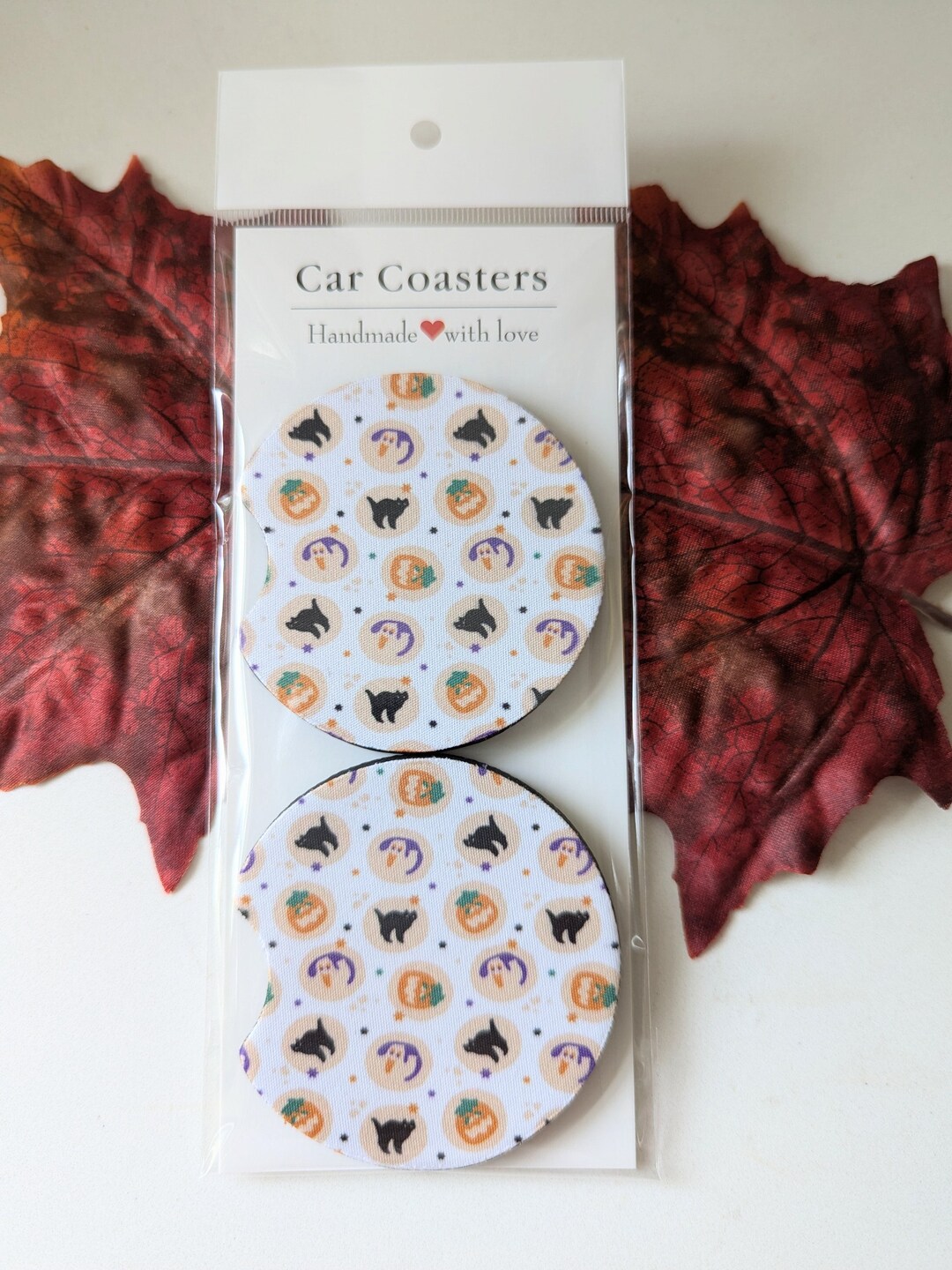 Halloween Sugar Cookie Pattern Set of 2 Car Coasters, Cute Car ...