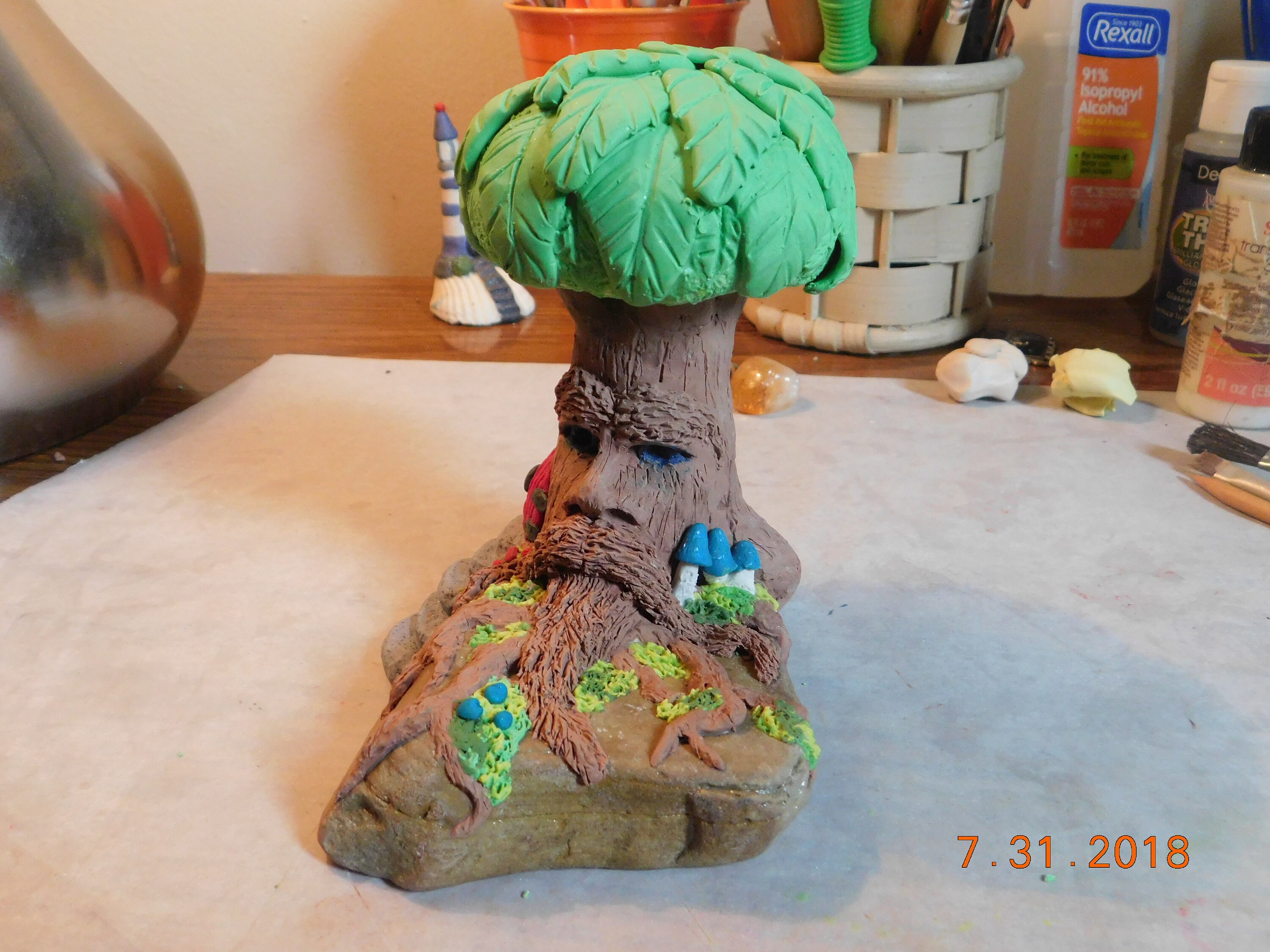 The Wise Old Fairy Tree is Made of Polymer Clay on a Rock From the ...