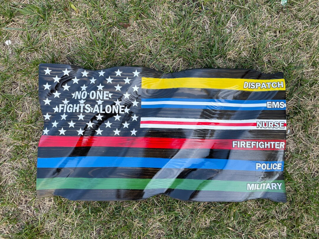 No One Fights Alone Flag | Wooden Flag | Wavy American Flag - Etsy