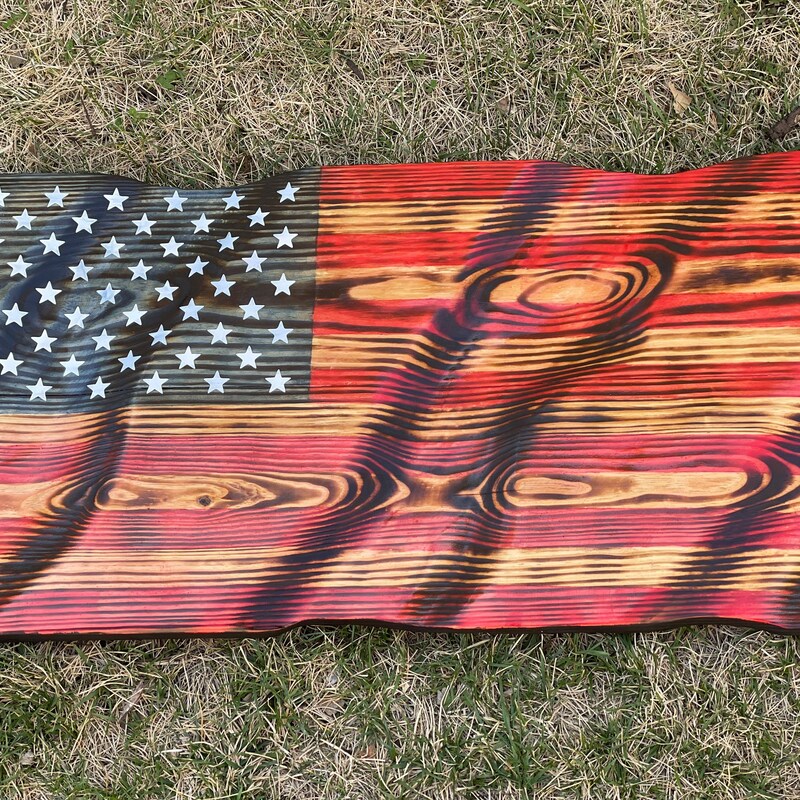 Wavy Wooden American Flag - Etsy