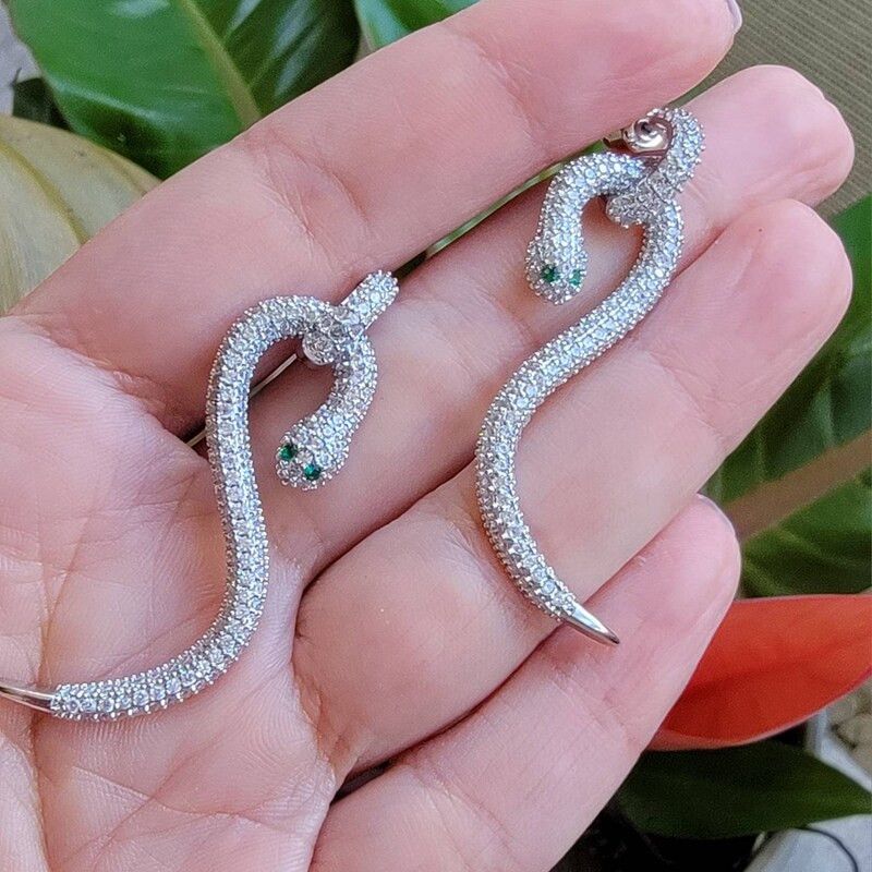 Silver Snake Earrings - Etsy