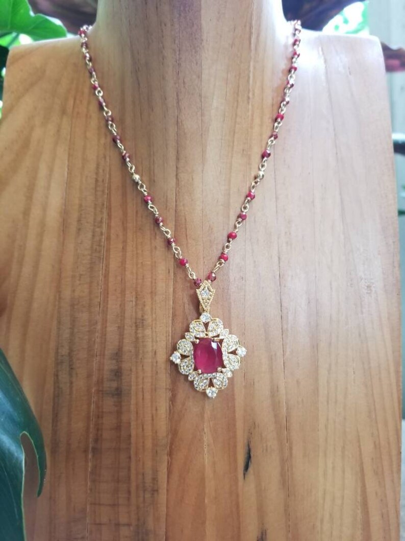 Ruby Topaz Crystal Necklace, Ruby, Topaz, Gemstone Necklace, Crystal ...