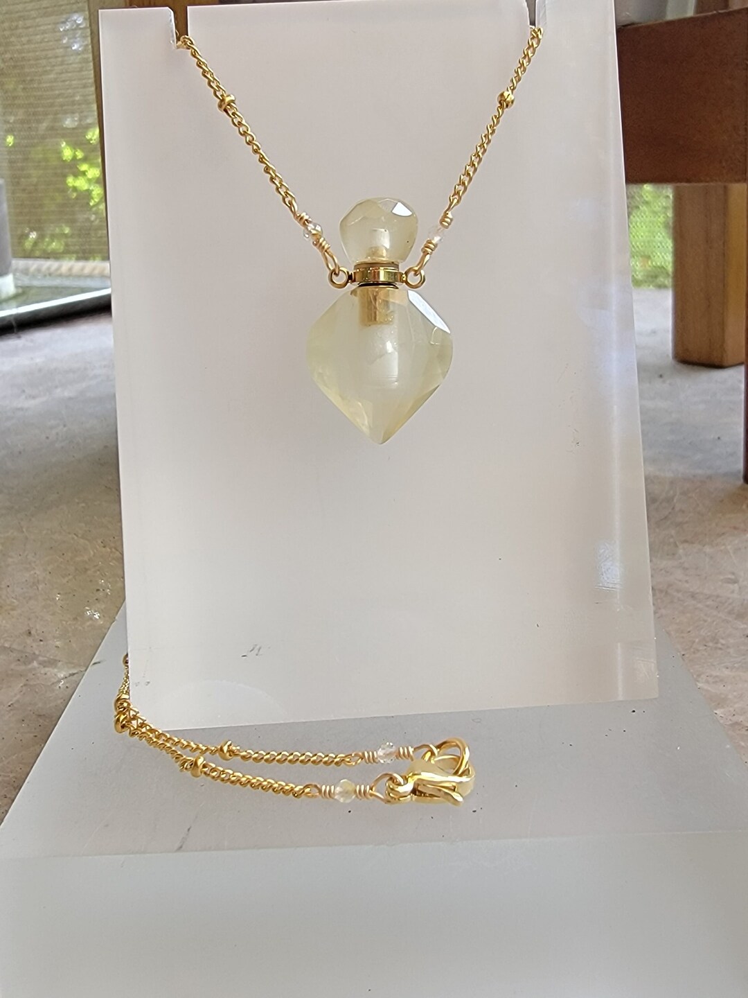 MINI Lemon Quartz Perfume Bottle Necklace, Perfume Bottle, Vial, Bottle ...