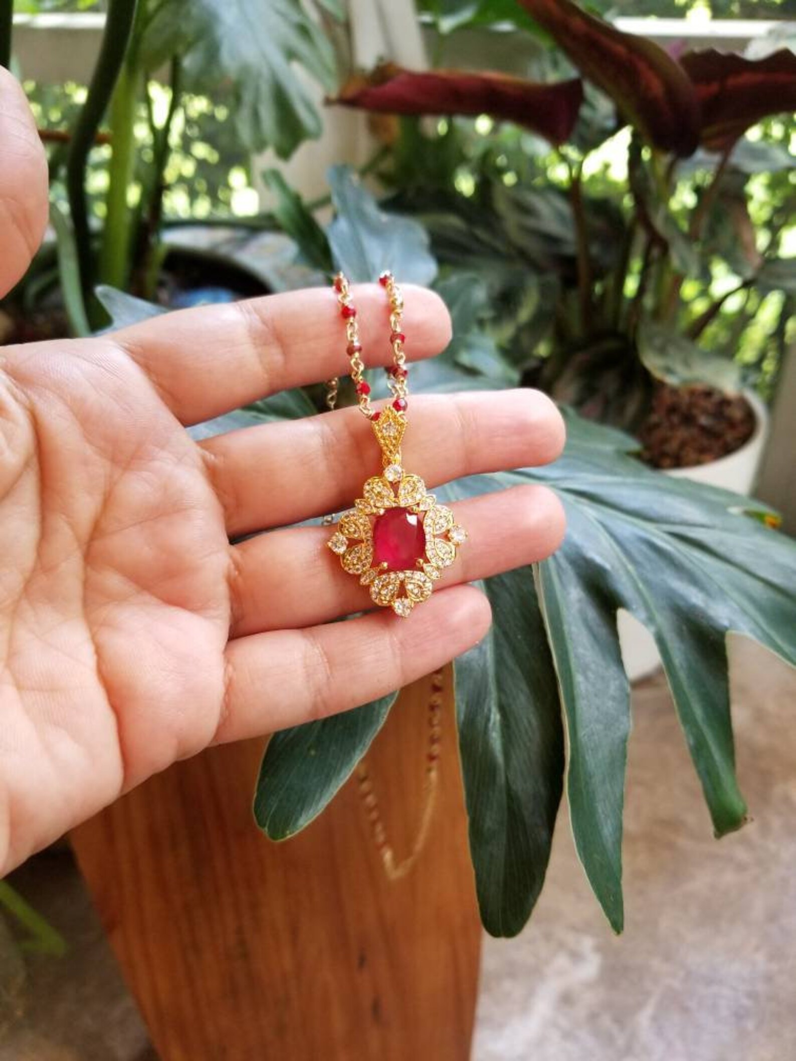 Ruby Topaz Crystal Necklace, Ruby, Topaz, Gemstone Necklace, Crystal ...