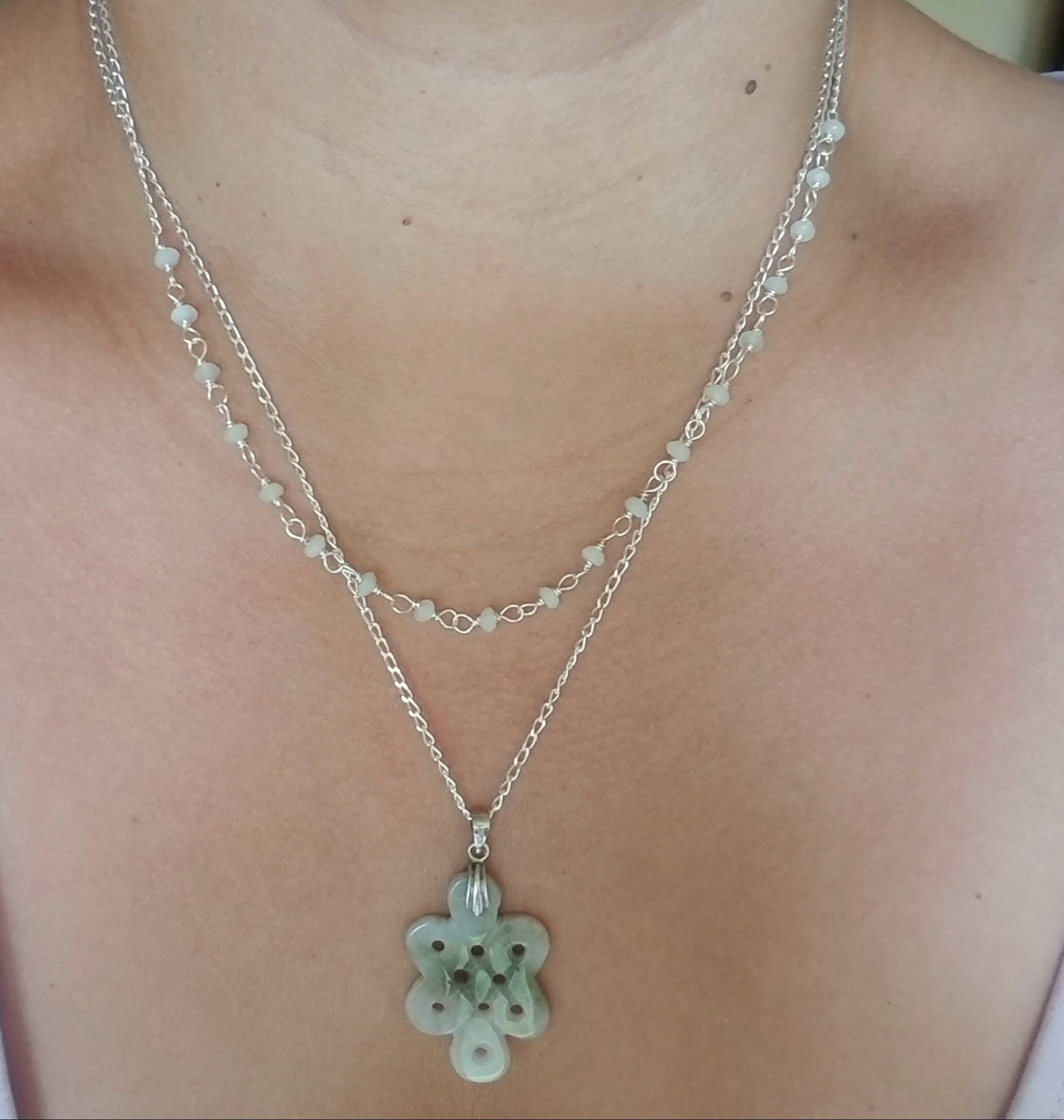 Jade Necklace Chinese Knot Gemstone Necklace Jade Pendant | Etsy