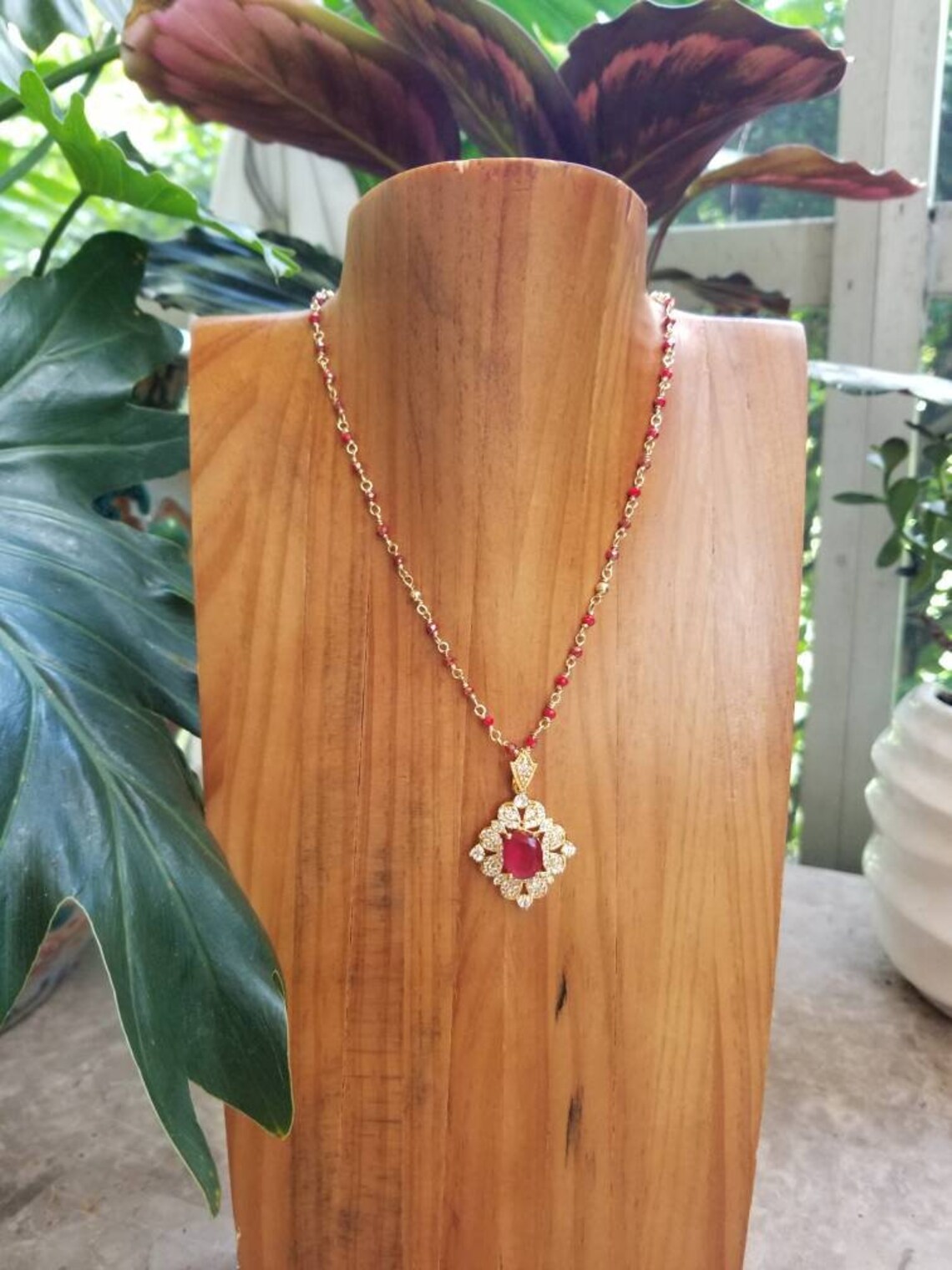 Ruby Topaz Crystal Necklace Ruby Topaz Gemstone Necklace | Etsy