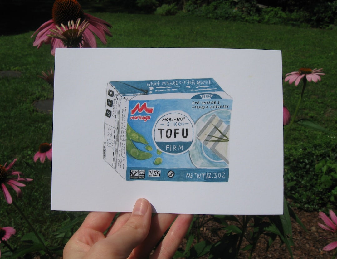 5x7 Tofu Illustration Art Print, Tofu Wall Art, Tofu Art Print, Plant ...