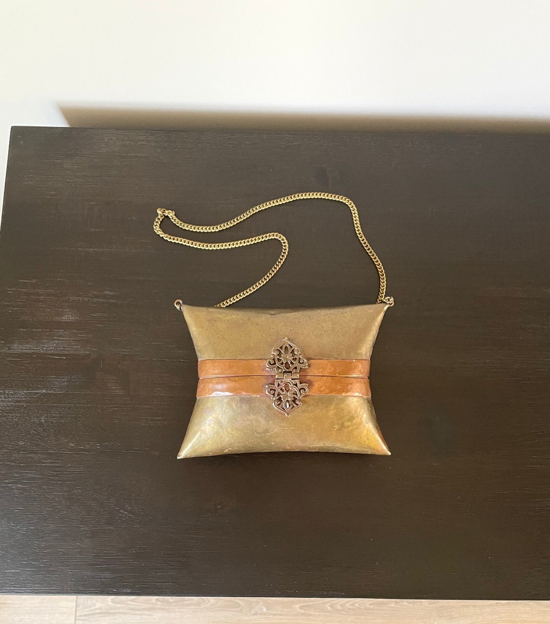 Vintage 1970s Art Deco Copper & Brass Pillow Purse With Strap - Etsy