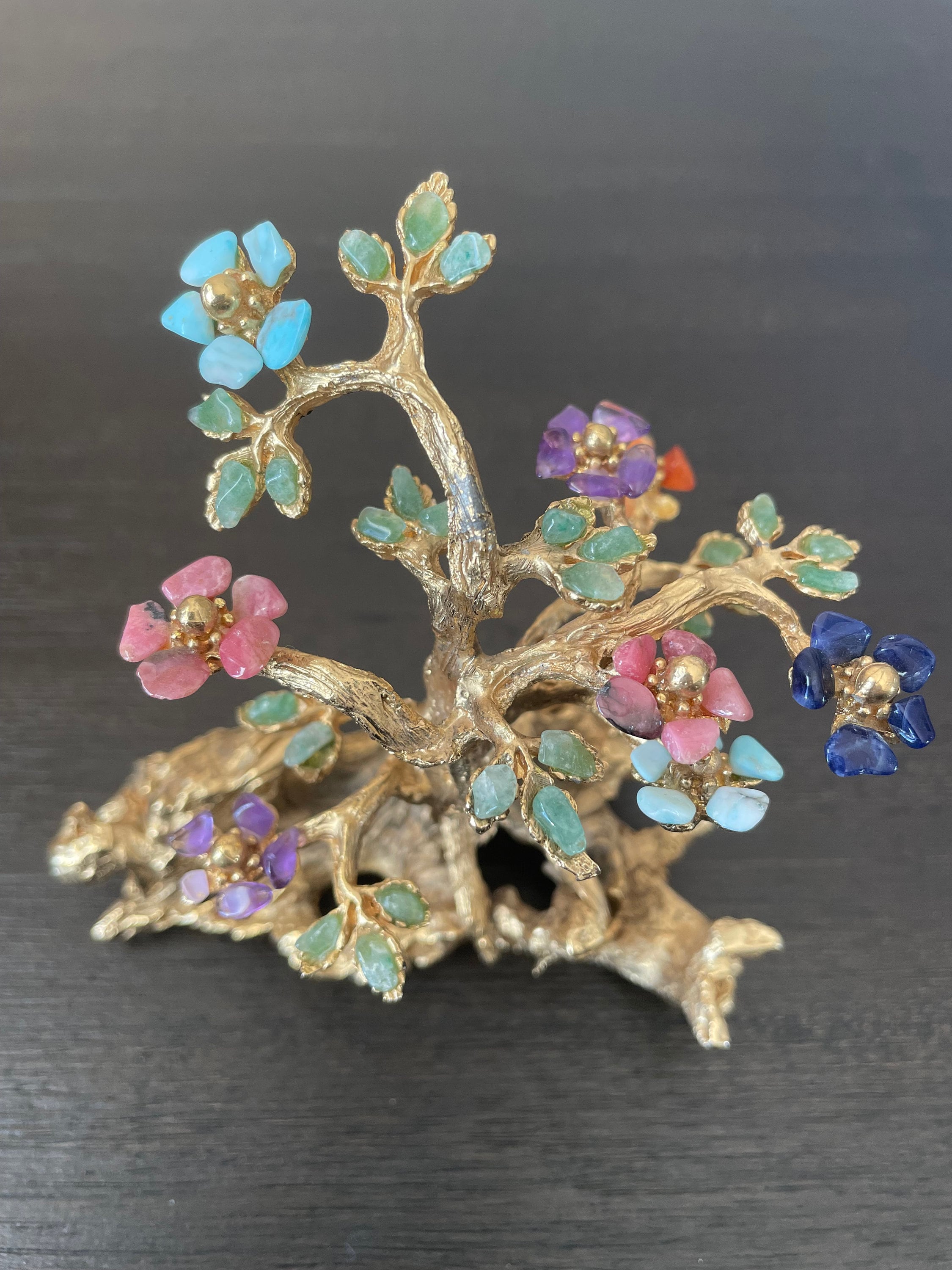 Vintage 1950s Edward Swoboda Gold Plated Floral Gemstone Bonsai Tree - Etsy