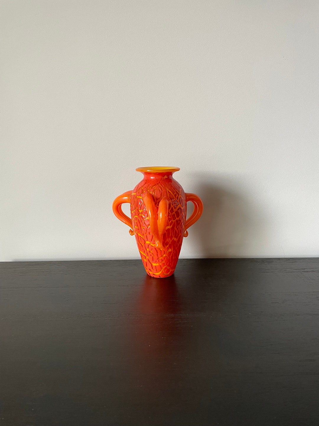 Funky Orange & Yellow Studio Art Glass Vase by Douglas J. Becker - Etsy