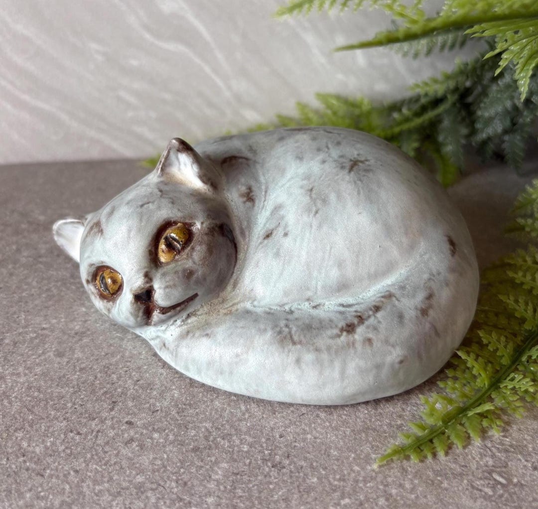 Andersen Design Studio Vintage Gray Curled up Pottery Cat Signed AD - Etsy