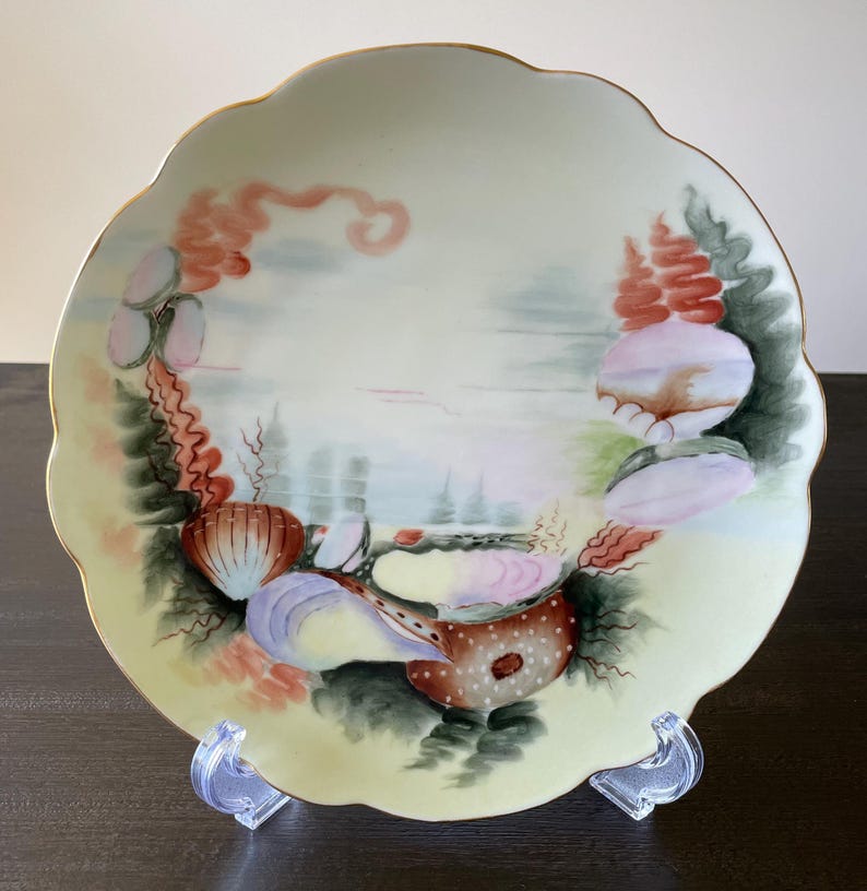 Antique 1800s J&C Jager and Co Bavaria Hand Painted Porcelain Seashell ...