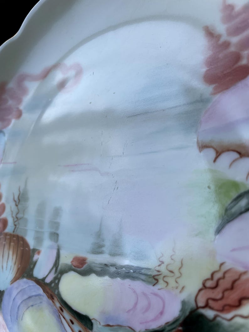 Antique 1800s J&C Jager and Co Bavaria Hand Painted Porcelain Seashell ...