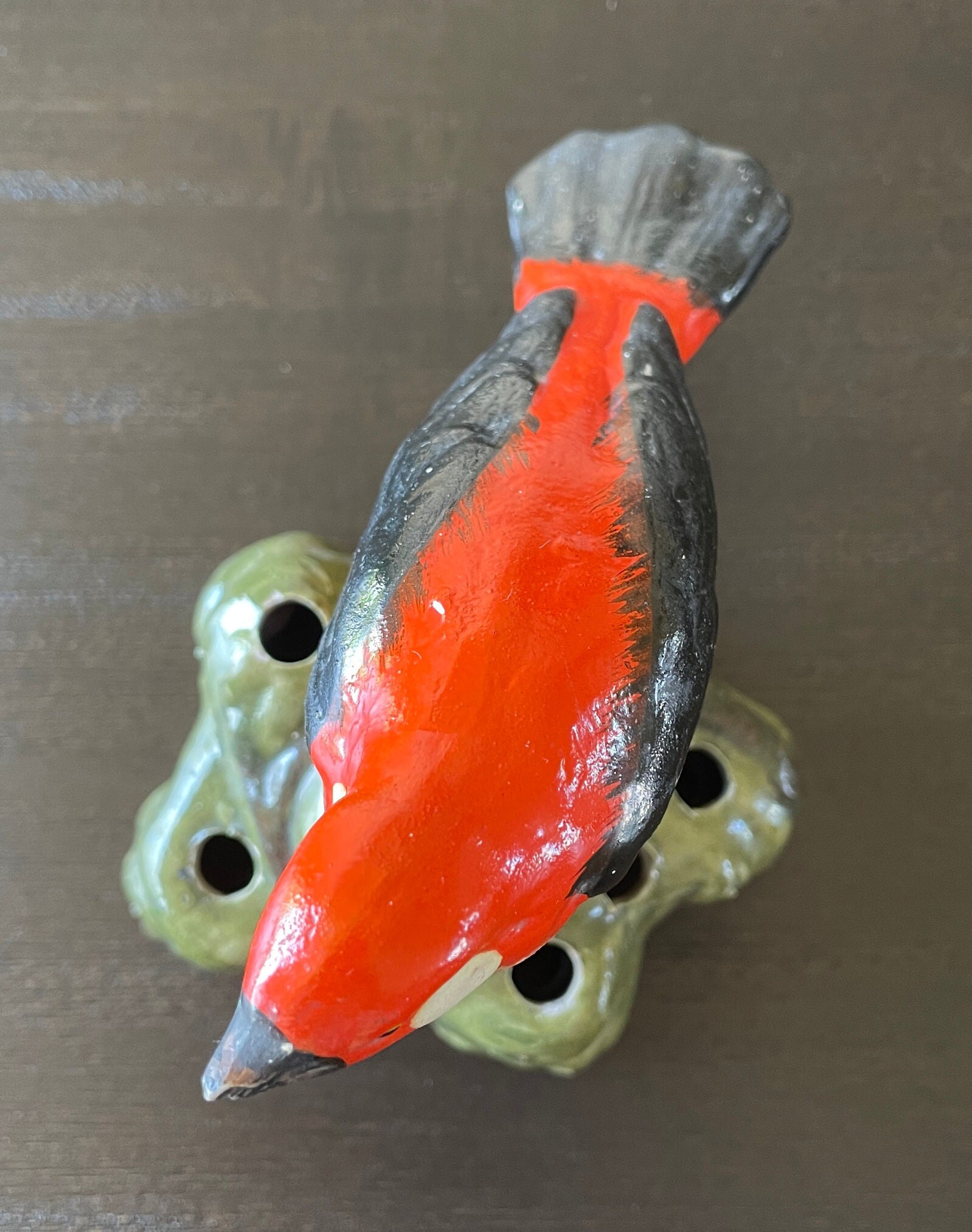 Vintage Ceramic Red Bird Floral Frog Made in Japan - Etsy