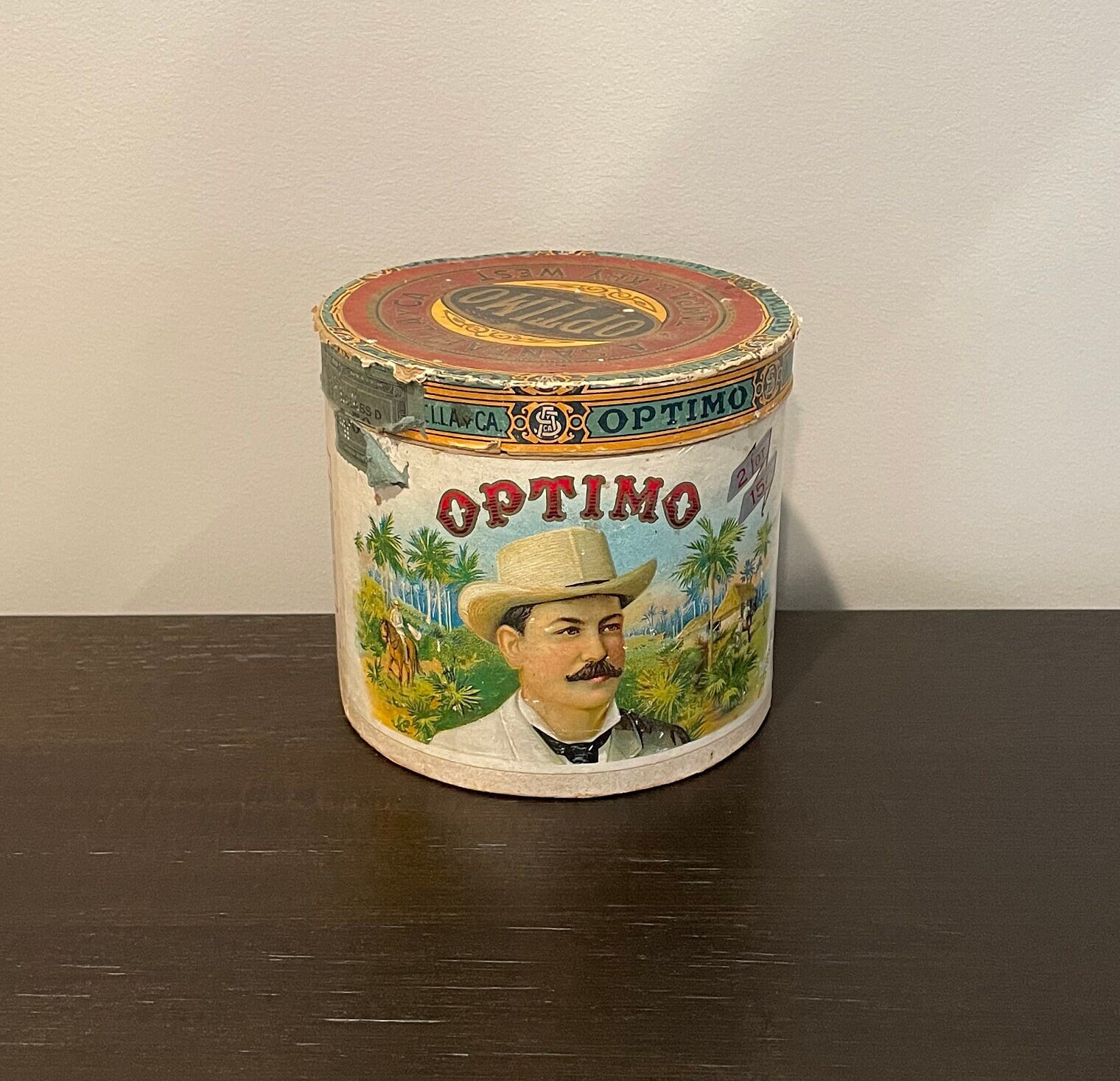 Antique 1920-30's Optimo Cigar Round Cardboard Carton Tampa & Key West ...