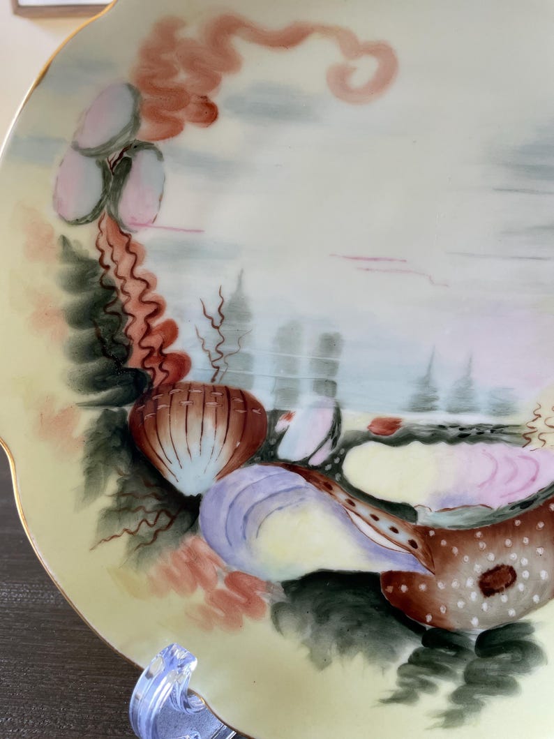 Antique 1800s J&C Jager and Co Bavaria Hand Painted Porcelain Seashell ...
