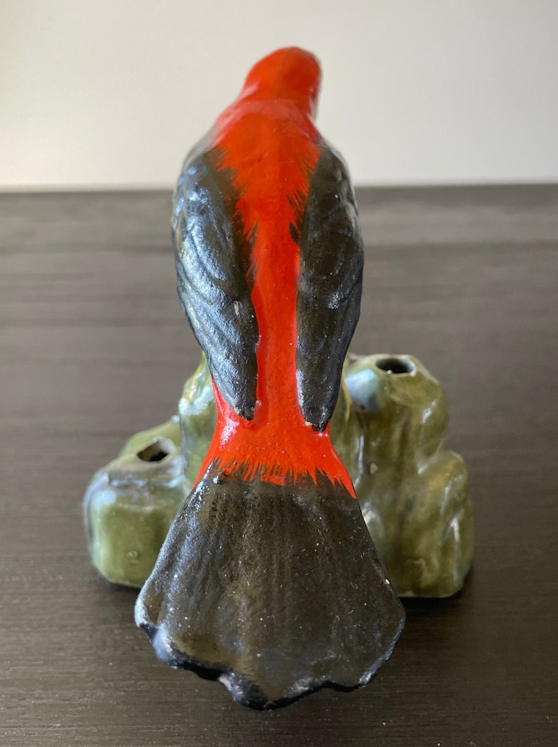 Vintage Ceramic Red Bird Floral Frog Made in Japan - Etsy