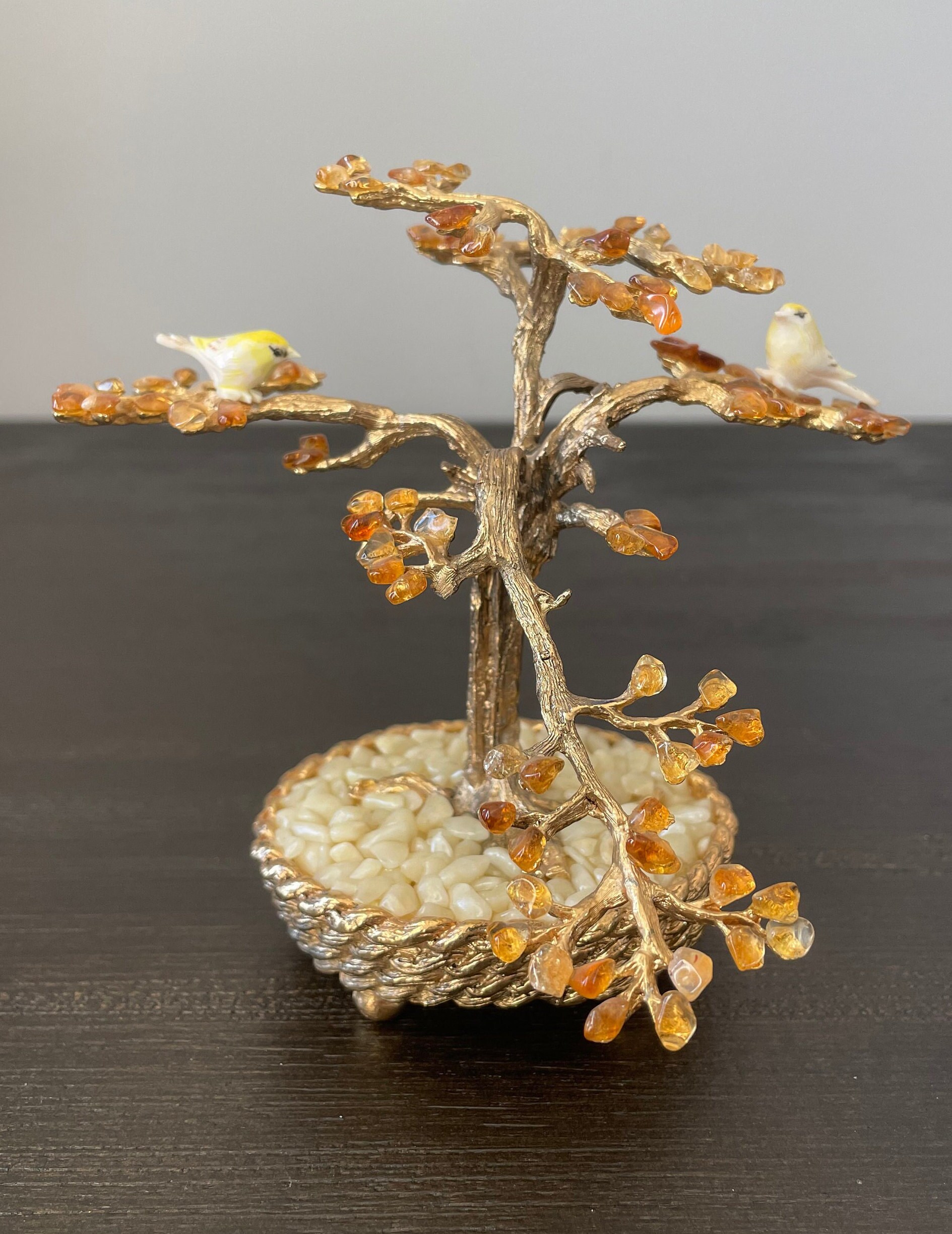 Vintage 1950s Edward Swoboda Gold Plated Carnelian Citrine Bonsai Tree ...