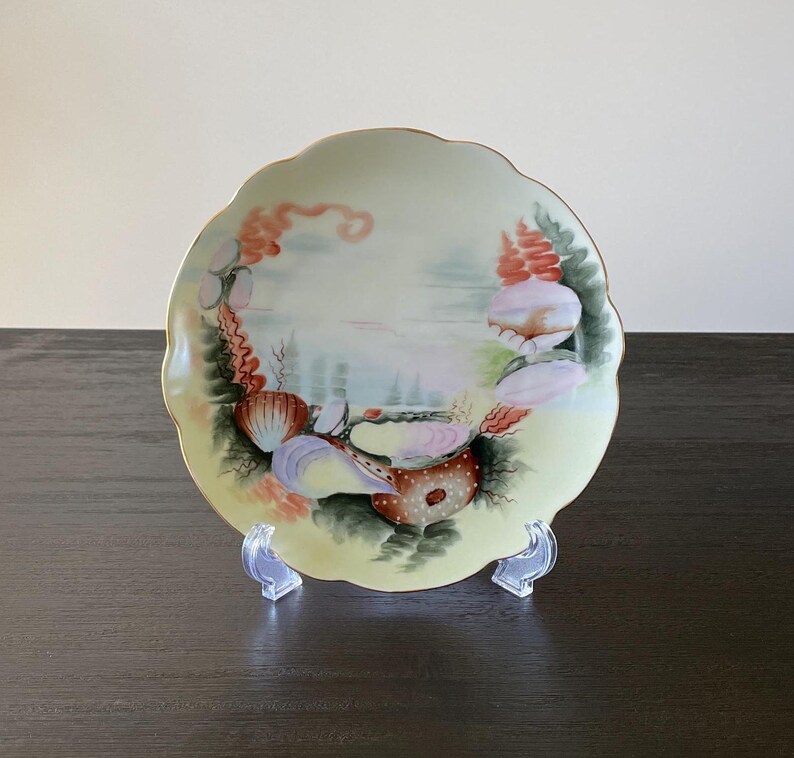 Antique 1800s J&C Jager and Co Bavaria Hand Painted Porcelain Seashell ...
