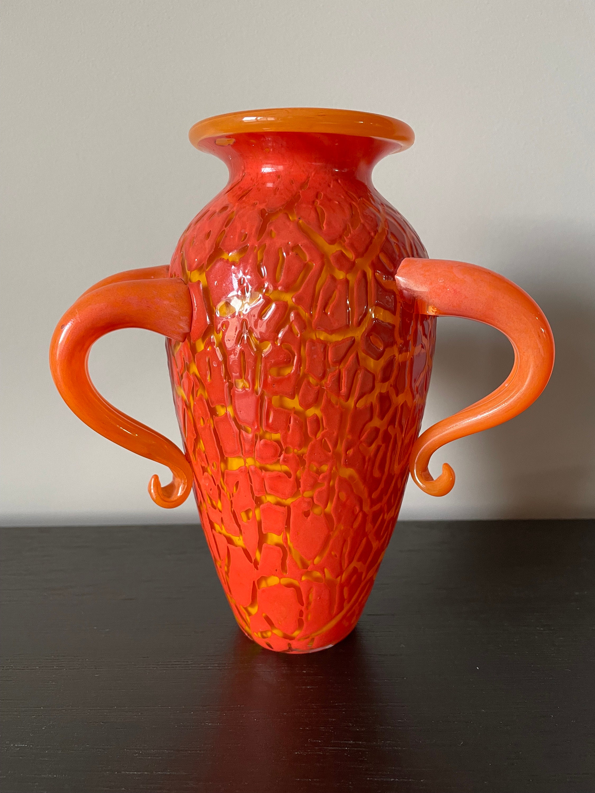 Funky Orange & Yellow Studio Art Glass Vase by Douglas J. Becker - Etsy
