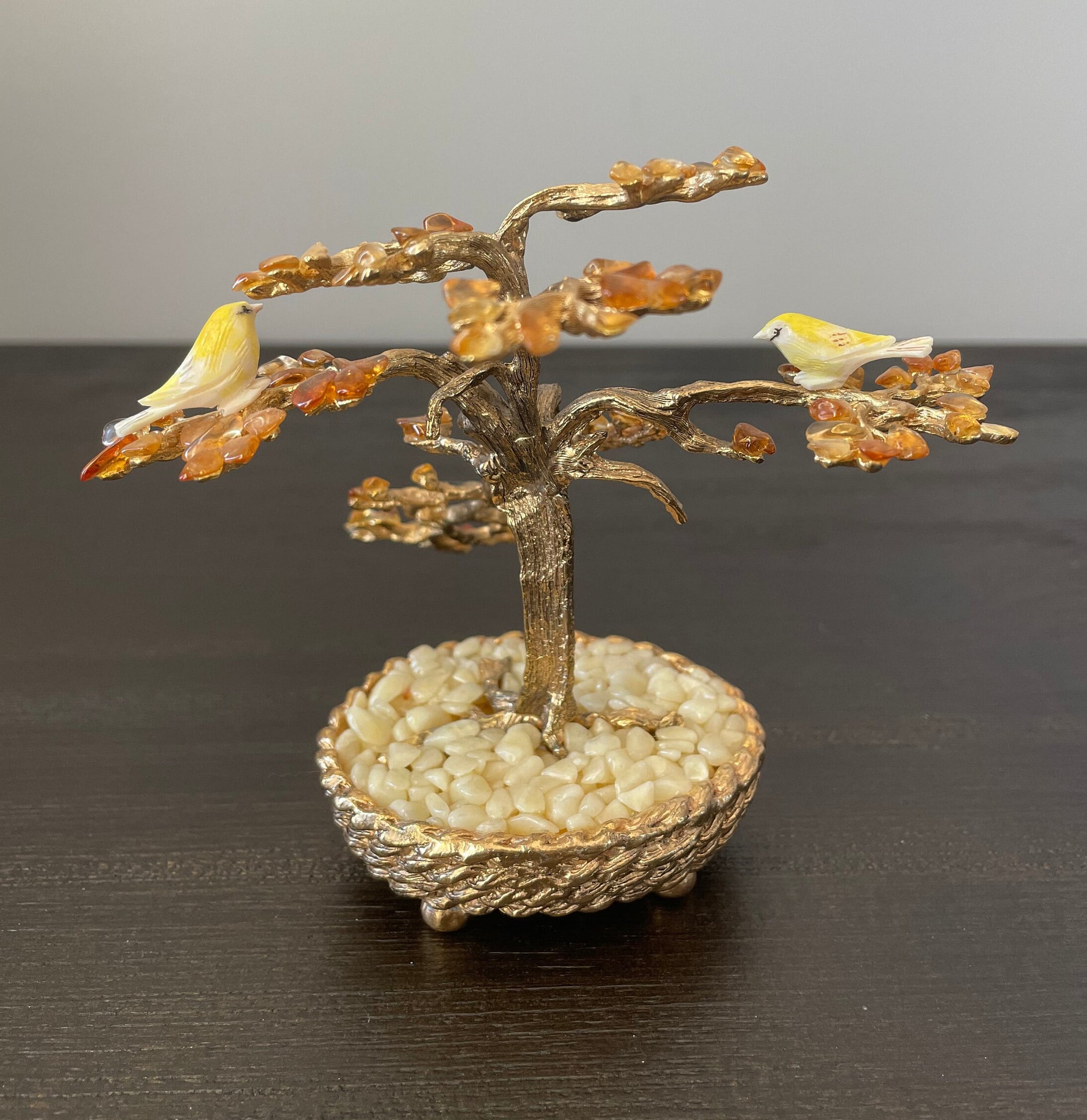 Vintage 1950s Edward Swoboda Gold Plated Carnelian Citrine Bonsai Tree ...