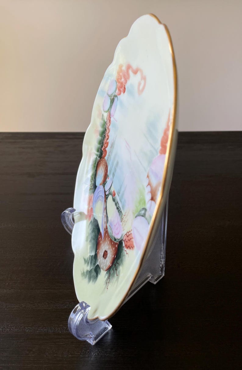 Antique 1800s J&C Jager and Co Bavaria Hand Painted Porcelain Seashell ...