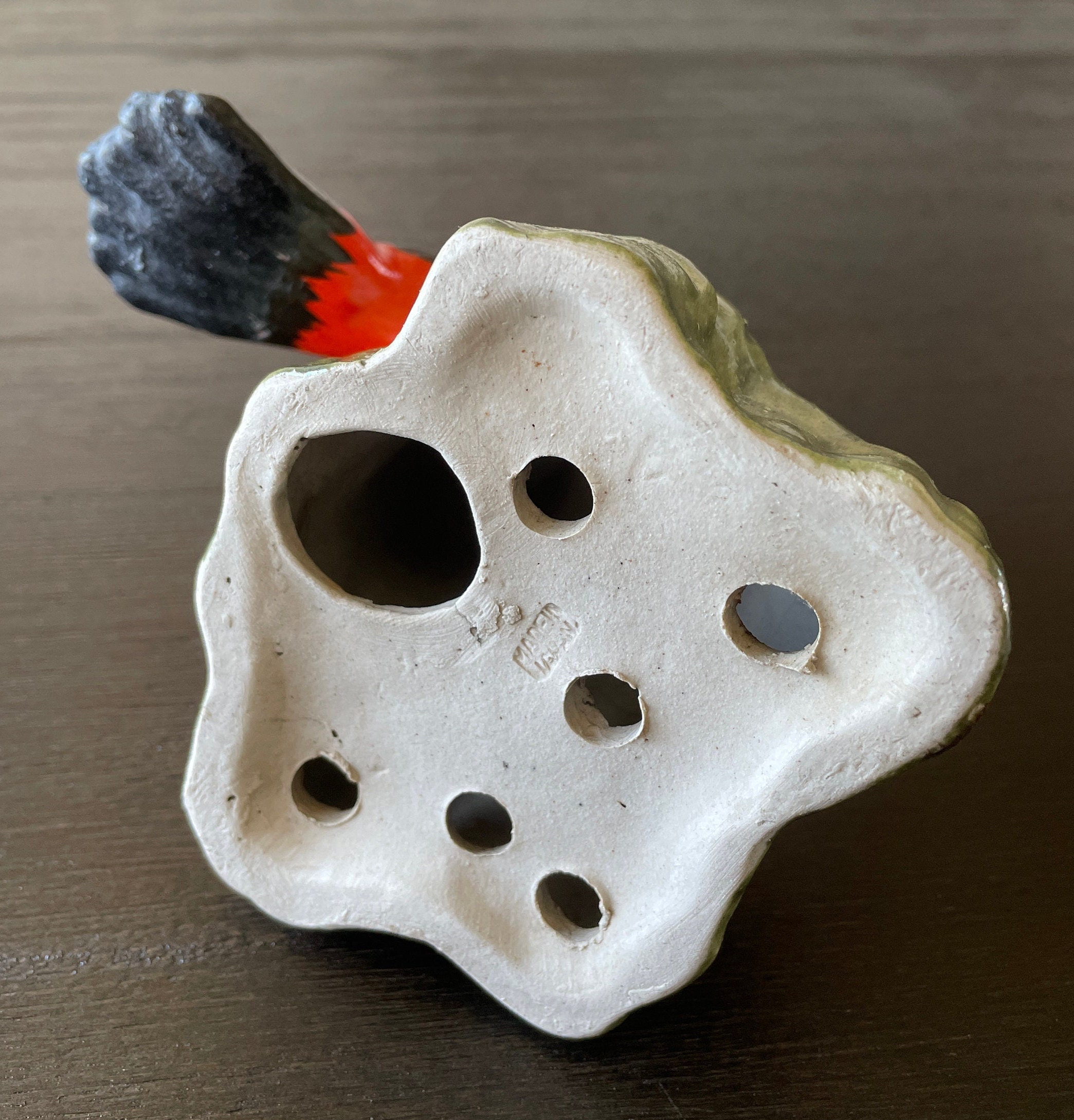 Vintage Ceramic Red Bird Floral Frog Made in Japan - Etsy