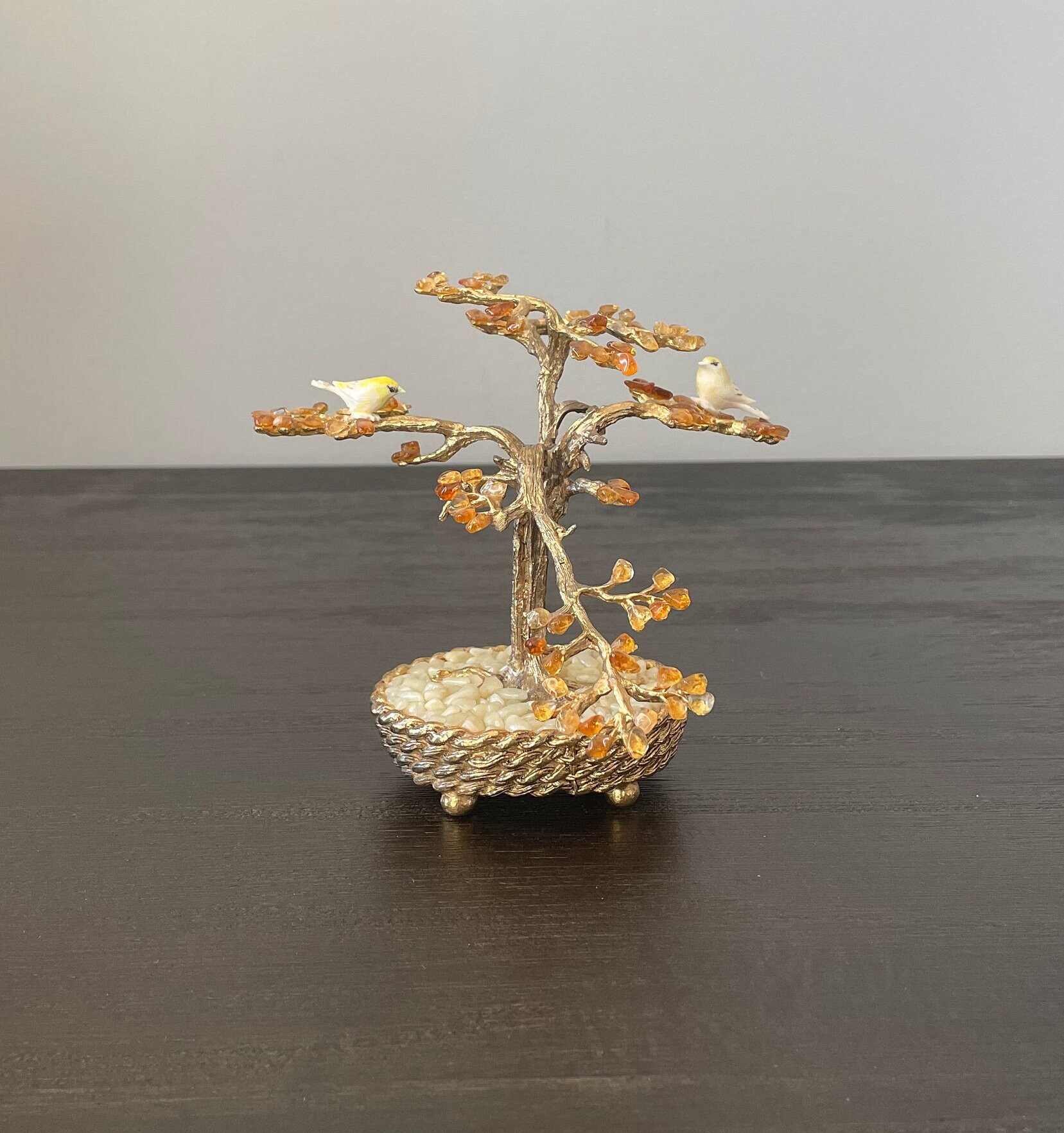 Vintage 1950s Edward Swoboda Gold Plated Carnelian Citrine Bonsai Tree ...