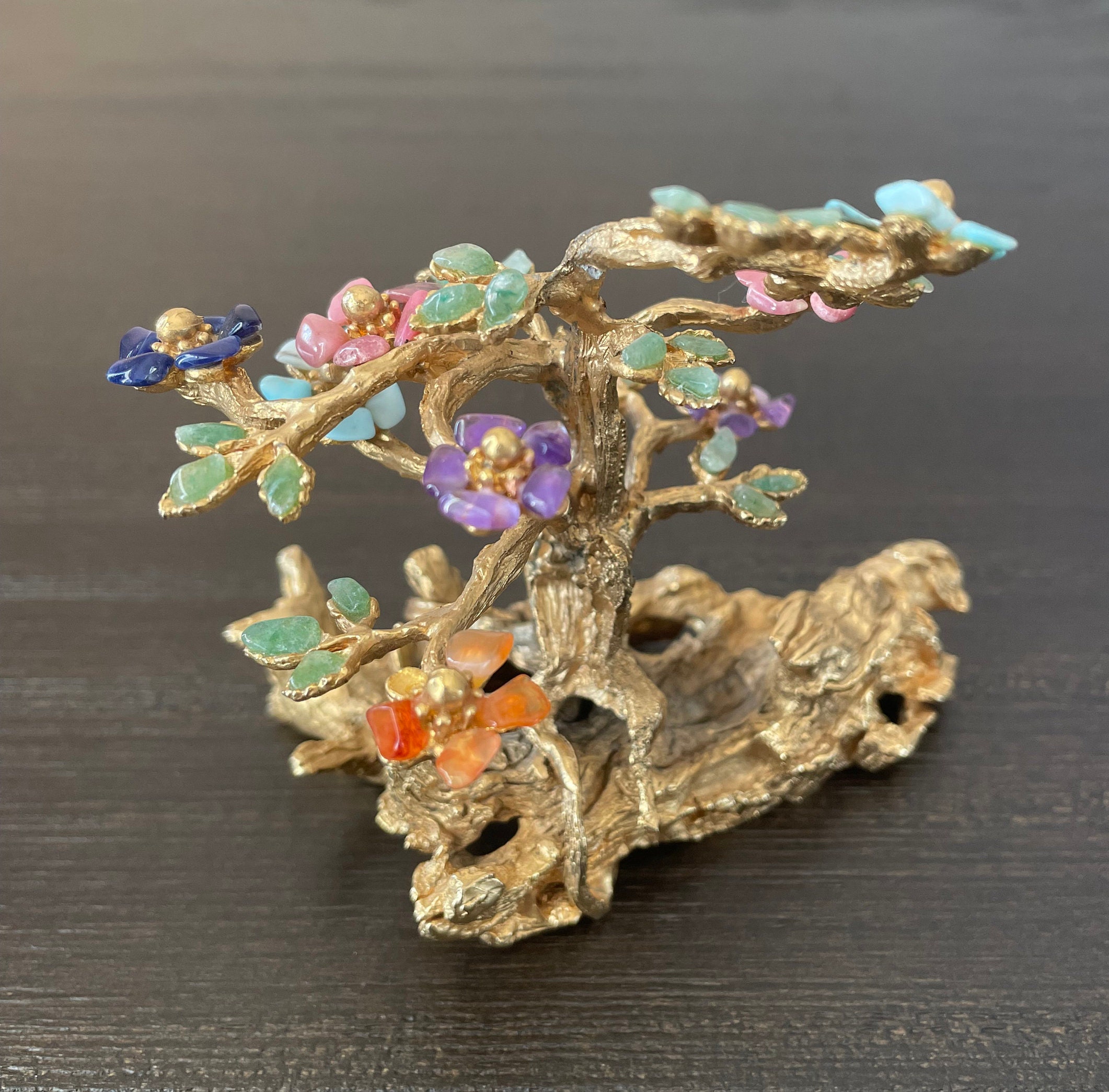 Vintage 1950s Edward Swoboda Gold Plated Floral Gemstone Bonsai Tree - Etsy
