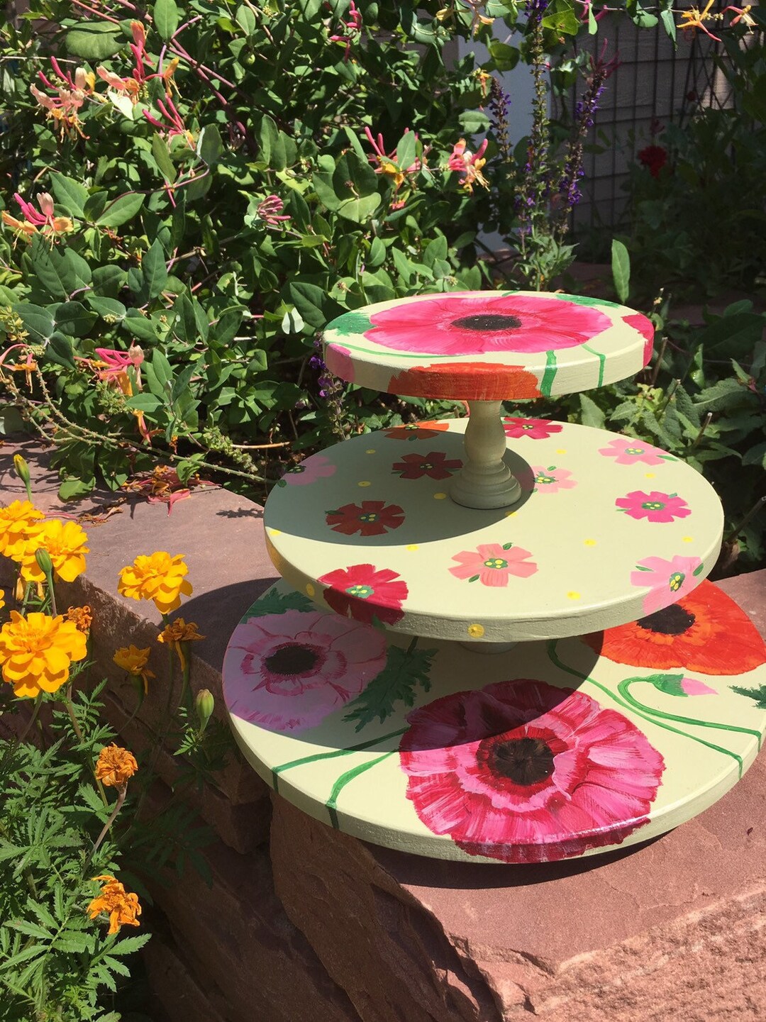 Revolving 3 Tiered Tray, Poppies - Etsy