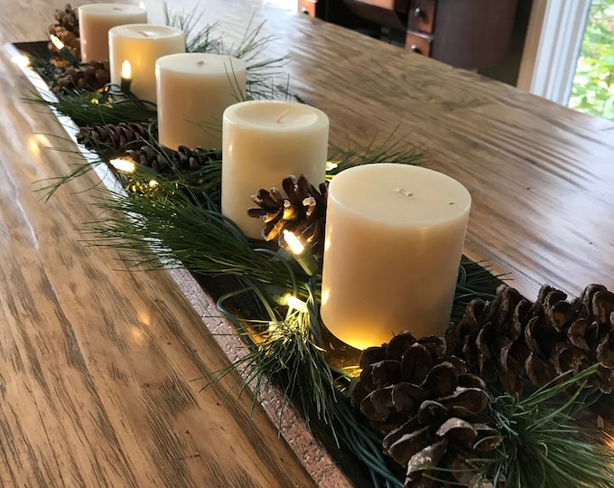 Centerpiece Tray, Rustic Centerpiece Tray, Holiday Centerpiece Tray ...