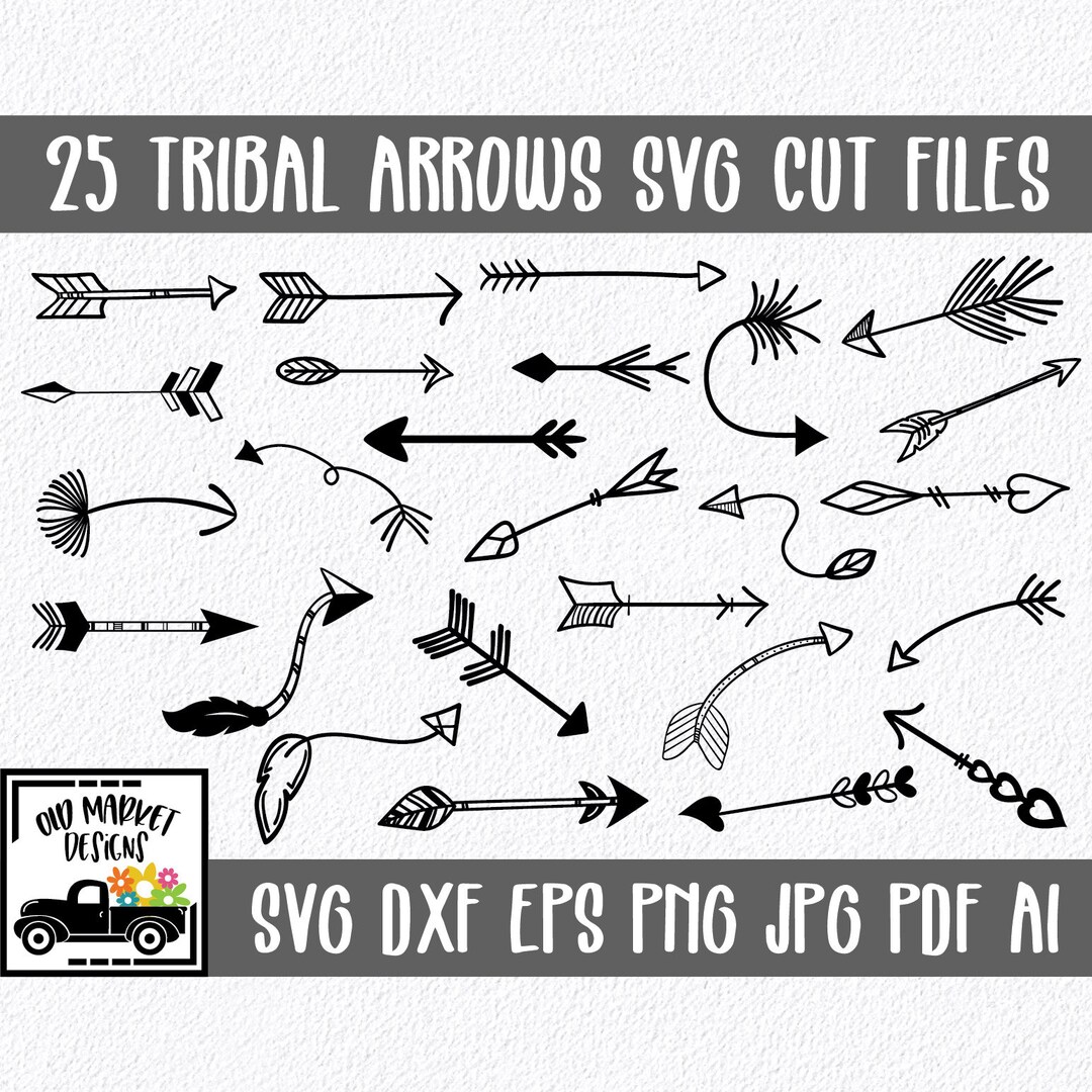 Tribal Arrows SVG Cut File Bundle - 25 Arrow Images - Clip Art ...