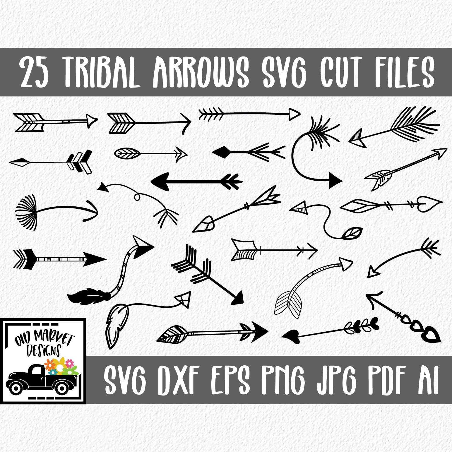 Tribal Arrows SVG Cut File Bundle - 25 Arrow Images - Clip Art ...