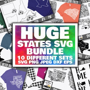 Huge States SVG Bundle With Over 500 Designs - Includes 10 Different US ...