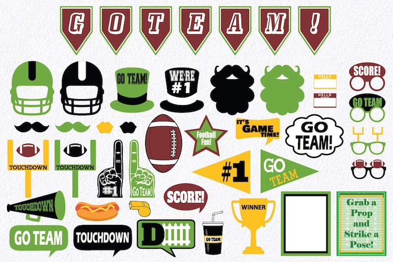 Football Photo Booth Props SVG Files Printable and Cuttable - Etsy