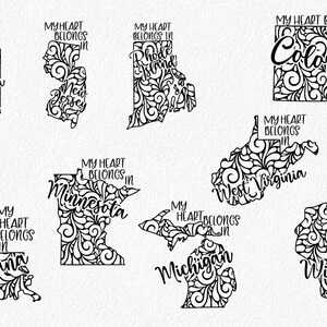 50 States SVG Bundle - US State SVG Cut Files - Art Deco Svg - State ...