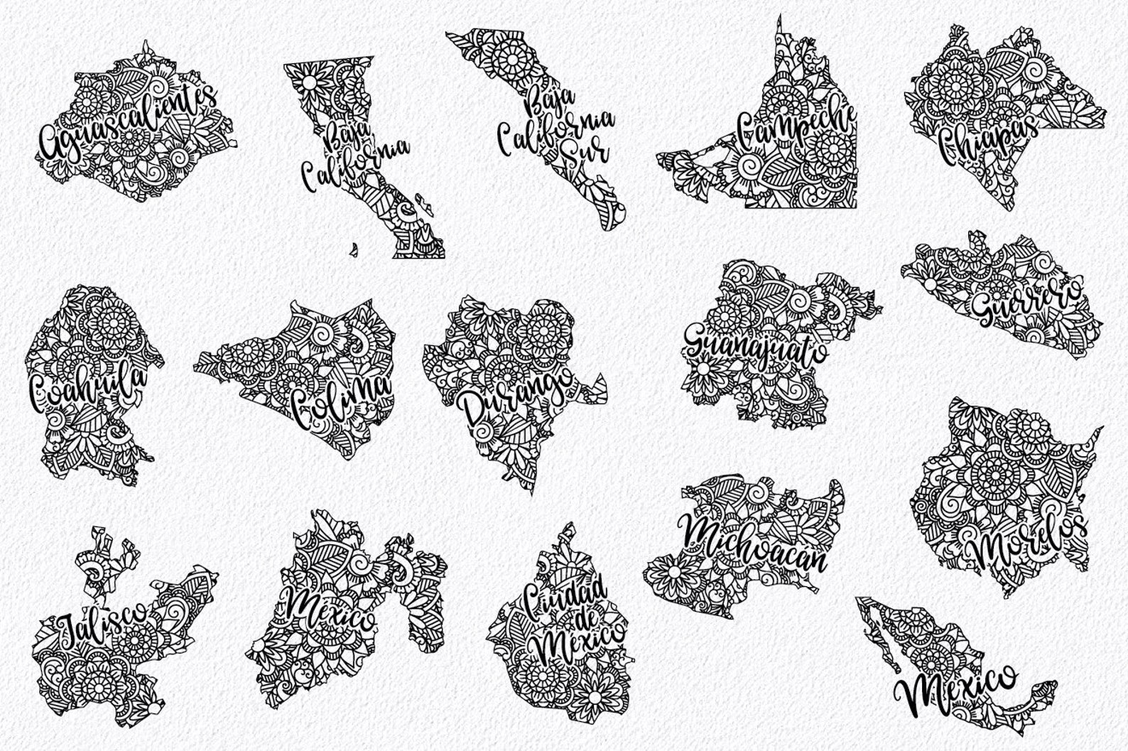 Mexican State Mandala SVG Bundle - 33 Mexico State Files - Clipart ...