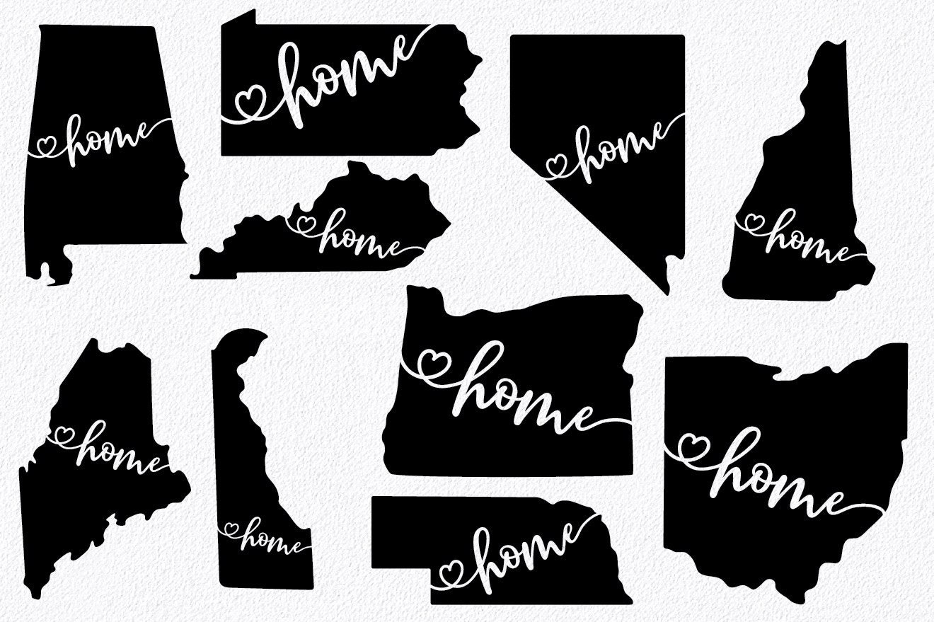 50 States SVG Bundle Home State SVG Cut File States Clip | Etsy