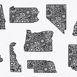50 States SVG Bundle - Mandala Zentangle SVG State Files - State SVG ...
