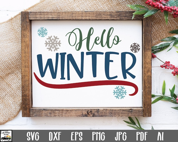 Hello Winter SVG Cut File Christmas SVG File Clip Art | Etsy