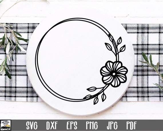 Double Circle Floral Frame SVG Flower Monogram Frame | Etsy