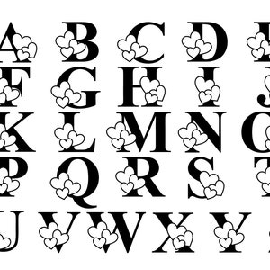 Heart Alphabet Letter A-Z SVG Cut Files - Includes 26 Heart Letter ...