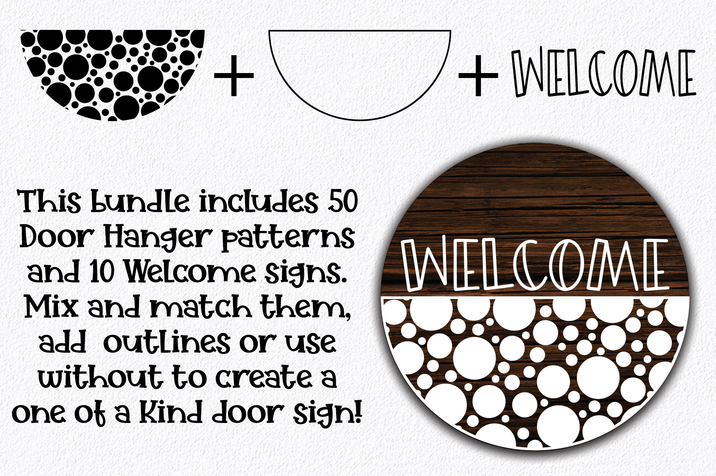 Door Hanger SVG Bundle - Round Sign Patterns - 60 SVG Designs - Round ...